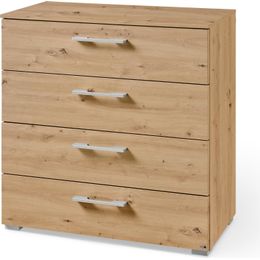 Schubkastenkommode "Henderson", braun (eiche artisan), B:80cm H:81cm T:42cm, Holzwerkstoff, SET ONE BY Musterring, Sideboards, Schubkastenkommode, mit 4 Schubladen inkl. Selbsteinzug und D&auml;mpfung
