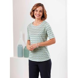 Rundhalsshirt CLASSIC "Shirt", Damen, Gr. 52, bunt (mint, pistazie, bedruckt), 50% Baumwolle, 50% Modal, gemustert, mehrfarbig, Rundhals, Shirts Rundhalsshirt