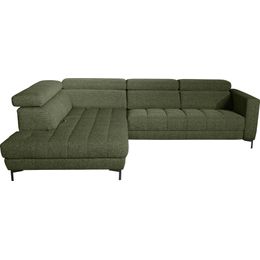 Ecksofa Alina "Bahira", gr&uuml;n (olivgr&uuml;n tat 333), B:280cm H:105cm T:222cm, Struktur TAT (100% Polyester), Sofas, Ecksofa, Inkl. R&uuml;ckenlehnen- und Sitztiefenverstellung, Breite 280 cm
