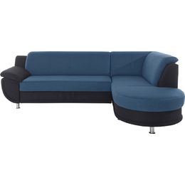 Ecksofa Trendmanufaktur "Rondo 3, zeitlos und bequem, Materialmix, breite Armlehnen, L-Form", schwarz (schwarz, petrol), B:265cm H:85cm T:190cm, Kunstleder SOFTLUX / Struktur (77% Polyester; 23% Polyacryl);Luxus-Microfaser ALCAZAR (100% Polyester) / Feinstruktur (100% Polyester), Sofas, Ecksofa, wahlweise mit Federkern f&uuml;r mehr Komfort, wahlweise mit Bettfunktion