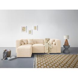 3-Sitzer Home Affaire "Sundstrup L-Form", beige, B:256cm H:76,5cm T:93cm, 100% Polyester, Sofas, 3-Sitzer, Modulserie, individuelle Zusammenstellung