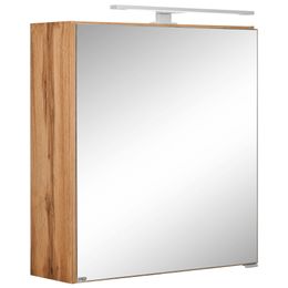 Spiegelschrank Welltime "Davos", braun (eichefarben), B:60cm H:64cm T:20cm, Schr&auml;nke, Spiegelschrank, mit LED Beleuchtung
