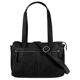 Henkeltasche Sansibar, Damen, Gr. B/H/T: 30cm x 20cm x 11cm onesize, schwarz, Leder, leicht gl&auml;nzend, unifarben, Taschen Henkeltasche, echt Leder