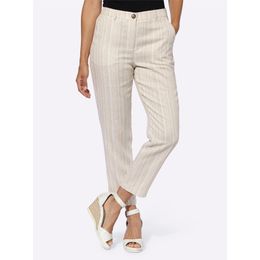 7/8-Hose Inspirationen, Damen, Gr. 24, Kurzgr&ouml;&szlig;en, beige (champagner, sesam, gestreift), 80% Viskose, 20% Leinen, gemustert, gestreift, 7/8-L&auml;nge, Hosen 7/8-Hose