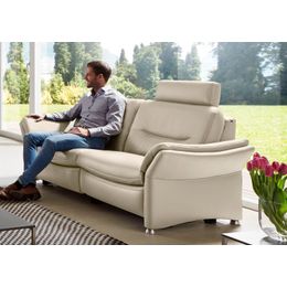 2,5-Sitzer Hukla "HU-SF15058 Ledersofa, Breite 194 cm", beige (torro ecru), B:194cm H:91cm T:92cm, Sofas, 2 5-Sitzer, aus Leder, optional Kopfst&uuml;tze u. WallAway-Funktion