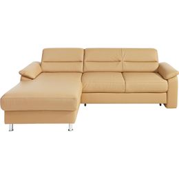 Sit & More Ecksofa SIT & MORE "Ascara L-Form", braun (cappuccino), B:251cm H:85cm T:165cm, NaturLeder;Luxus-Microfaser (100% Polyester);Softlux-Kunstleder;Primabelle-Microfaser (100% Polyester), Sofas, Ecksofa, inklusive Boxspring/Federkern-Polsterung, wahlweise mit Bettfunktion