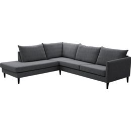 Ecksofa "Rekvik L-Form", grau (anthrazit), B:258cm H:79cm, ATLANTIC HOME COLLECTION, Sofas, Ecksofa, mit Wellenunterfederung, mit Massivholzf&uuml;&szlig;en