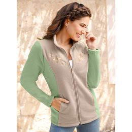 Fleecejacke Classic Basics, Damen, Gr. 56, gr&uuml;n (eucalyptus, sesam), 100% Polyester, gemustert, mehrfarbig, Jacken Fleecejacke