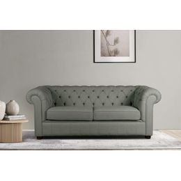 3-Sitzer Home Affaire "CHARENTE, optionale Schlafsofa, Chesterfield-Sofa, Bettfunktion", gr&uuml;n (oliv), B:198cm H:74cm T:89cm, 100% Polyester, Sofas, 3-Sitzer, mit edler Knopfheftung und typischen Armlehnen, B/T/H 198/89/74 cm
