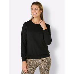 Langarmshirt feel good "Shirt", Damen, Gr. 40/42, schwarz, 50% Baumwolle, 50% Polyester, gemustert, unifarben, Shirts Langarmshirt