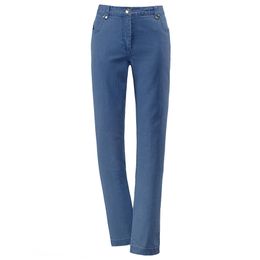 Stretch-Jeans Lady, Damen, Gr. 21, Kurzgr&ouml;&szlig;en, blau (blau, bleached), 98% Baumwolle, 2% Elasthan, unifarben, lang, Jeans Stretch-Jeans