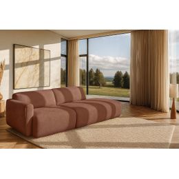 2-Sitzer Home Affaire "Myrland Kompaktsofa", rot (ginger), B:263cm H:72cm T:102cm, 100% PES, Sofas, 2-Sitzer, Breite 263 cm, Chenille, Easy Clean Stoff, mit Kaltschaum