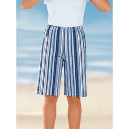 Bermudas Classic Basics, Damen, Gr. 44, Normalgr&ouml;&szlig;en, blau (jeansblau, gestreift), 100% Baumwolle, gemustert, gestreift, mehrfarbig, knielang, Hosen Bermudas