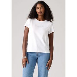 Levi's Rundhalsshirt LEVI'S "THE PERFECT TEE", Damen, Gr. XS (34), wei&szlig;, Jersey, Obermaterial: 100% Baumwolle, bedruckt, figurbetont h&uuml;ftlang, Rundhals, Shirts Rundhalsshirt, mit Logo im Metallic-Holo Print