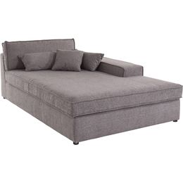 Ottomane OTTO HOME "Enid", grau (taupe), B:130cm H:75cm, Baumwollmix (60% Baumwolle/40% Leinen);Struktur fein (100% Polyester);Samtoptik (100% Polyester);Samtvelours (100% Polyester);Struktur (100% Polyester);Struktur recycelt (100% recyceltes Polyester), Sofas, Ottomane, einzeln stellbar oder als Teil eines Modulsofas, fester Sitzkomfort