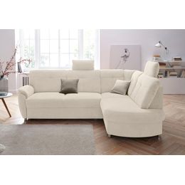 Sit & More Ecksofa SIT & MORE "Sonoma L-Form", beige (creme), B:246cm H:91cm T:176cm, Kunstleder SOFTLUX;Luxus-Microfaser ALTARA NUBUCK (100% Polyester);Luxus-Microfaser (90% Polyester, 10% Polyamid), Sofas, Ecksofa, wahlweise mit Bettfunktion und Bettkasten