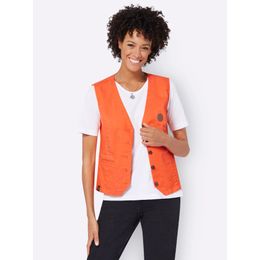 Jeansweste Casual Looks, Damen, Gr. 54, orange, 72% Baumwolle, 25% Polyester, 3% Elasthan, unifarben, Westen Jeansweste