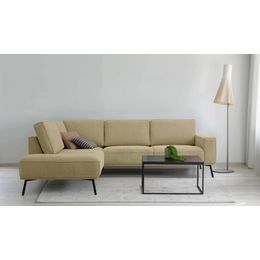 Ecksofa OTTO HOME "Vosby", gold (brass), B:260cm H:85cm T:208cm, 90% polyester, 10% nylon, Sofas, Ecksofa, 260 cm, Chenille, mit dekorativer Kedernaht, Wellenunterfederung