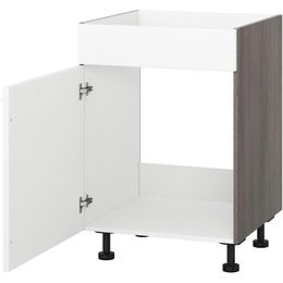 Sp&uuml;lenunterschrank KOCHSTATION "KS-Trea SPBL60", wei&szlig; (wei&szlig;, eichefarben grau), B:60cm H:75cm T:56cm, Schr&auml;nke, Sp&uuml;lenunterschrank, Breite 60 cm, H&ouml;he 75 cm