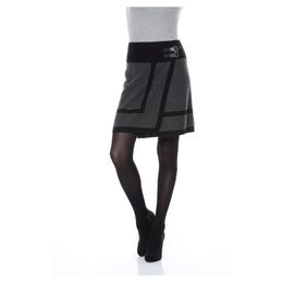 Wickelrock Aniston CASUAL, Damen, Gr. 44, schwarz (grau, schwarz, meliert), Strick, Obermaterial: 100% Polyacryl, kontrastfarbene Details, figurumspielend kniefrei, R&ouml;cke Wickelrock, mit seitlichen Schnallen verziert, Topseller