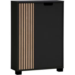 Midischrank Schildmeyer "Ryker Highboard, Breite 59 cm", schwarz, B:59,8cm H:85,2cm T:19,55cm, FSC-zertifizierter Holzwerkstoff, Schr&auml;nke, Midischrank, T&uuml;r links in Akustik-Optik - Breite: 19,5 cm, rechts: 36,1 cm