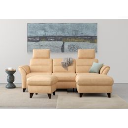 Sit & More Ecksofa SIT & MORE "Mellum L-Form", braun (macciato), B:250cm H:87cm T:163cm, 100% Polyester, Sofas, Ecksofa, Federkern, wahlweise mit Bettfunktion, Bettkasten und Armteilfunktion