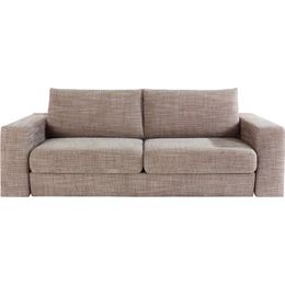 4-Sitzer "Looksv", beige (beige, braun), B:252cm H:96cm T:107cm, LOOKS by Wolfgang Joop, Sofas, 4-Sitzer, Verwandlungssofa: aus Sofa wird Sofa mit 2 Hockern
