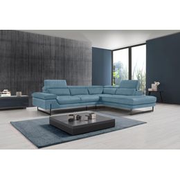 Ecksofa Egoitaliano "Queenie, extravagantes Sofa mit erstklassigem Sitzkomfort", blau (hellblau), B:284cm H:95cm T:108cm, Luxus-Microfaser (100% Polyester) Leder &raquo;BULL&laquo; (echtes Rindsleder). Geschliffenes, pigmentiertes und behandeltes Rindsleder mit einer Dicke von 1, 3-1, 5 mm. Dieses Leder zeigt eine ziemlich weiche Hand mit einem halb undurchsichtigen Aussehen. Es handelt sich um ein gesch&uuml;tzte