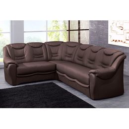 Sit & More Ecksofa SIT & MORE "Bansin L-Form", braun (mokka), B:265cm H:94cm T:215cm, Luxus-Microfaser ALTARA NUBUCK (100% Polyester);SOFTLUX-Kunstleder;NaturLEDER (echtes Rindsleder)/Korpus SOFTLUX-Kunstleder, Sofas, Ecksofa, wahlweise mit Bettfunktion