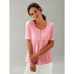 Kurzarmshirt Inspirationen "Kurzarm-Shirt", Damen, Gr. 44, rosa (rosenquarz), 50% Baumwolle, 50% Modal, unifarben, Rundhals, Shirts Kurzarmshirt