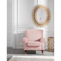Sessel Home Affaire "Rennes", rosa (ros&eacute;), B:90cm H:90cm T:93cm, Baumwollmix (50% Baumwolle, 50% Polyester);Samtoptik (100% Polyester), Sessel, Sessel, in Samtoptik oder Baumwoll-Mix