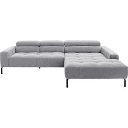 Ecksofa Home Affaire "Claya Move, L-Form, Kopf- & R&uuml;ckenverstellung, Breite 293 cm", frost, grau, B:293cm H:75cm T:226cm, 100% Polyester, Sofas, Ecksofa, Moderne Steppung, weicher Polsteraufbau & saugroboterfreundliche H&ouml;he