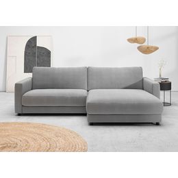 Ecksofa Home Affaire "Ecksofa Jiro, L-Form, gro&szlig;e Sitztiefe, Breite 265 cm", platin, B:265cm H:85cm T:190cm, 100% Polyester, Sofas, Ecksofa, lose Sitz- & R&uuml;ckenkissen, weicher Polsteraufbau, komfortabel & modern