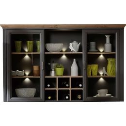 Aufsatzschrank Innostyle "Jasmin", grau (graphitfarben, eichefarben), B:166cm H:103cm T:42cm, Glas, Holzwerkstoff, MDF, Schr&auml;nke, Aufsatzschrank, inklusive Beleuchtung