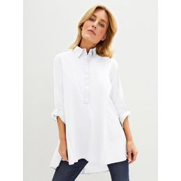 Longbluse Inspirationen, Damen, Gr. 38, wei&szlig;, 97% Baumwolle, 3% Elasthan, unifarben, Blusen Longbluse