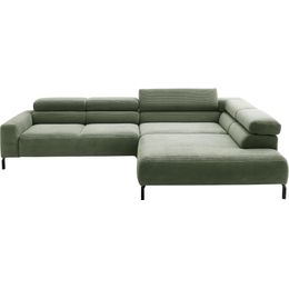 Ecksofa Home Affaire "Antonelli, L-Form, inkl. Kopfteilverstellung, Breite 312 cm", gr&uuml;n (oliv), B:312cm H:71cm T:219cm, 95% Polyester, 5% Nylon, Sofas, Ecksofa, ohne Sitztiefenverstellung, in Cord, oliv