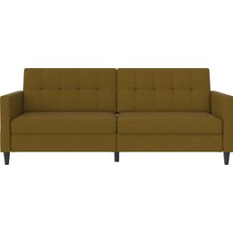 3-Sitzer DOREL HOME "Hartford II", gelb (curry), B:203cm H:83cm T:83cm, Webstoff 100% Polyester, Sofas, 3-Sitzer, Bettfunktion, R&uuml;ckenlehne 2-teilig, 3-fach verstellbar, Sitzh&ouml;he 43 cm