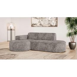 Ecksofa OTTO HOME "ADELLA Design-Sofa mit Recamiere rechts/links, 248/159/76 cm", braun, B:248cm H:76cm T:159cm, 100% Polyester, Sofas, Ecksofa, L-Form mit Wellenunterfederung, runde Form, auch in Cord