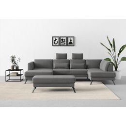 Sit & More Wohnlandschaft SIT & MORE "Lindholm U-Form", grau, B:342cm H:88cm T:188cm, Sofas, Wohnlandschaft, mit Sitztiefenverstellung und Federkern