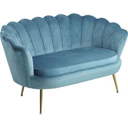 2-Sitzer Salesfever "Clam Komfort-Duo-Sitz", blau, B:136cm H:78cm T:76cm, Samtvelours (100% Polyester), Sofas, 2-Sitzer, Muscheldesign-Breite 136 cm: Pure Extravaganz