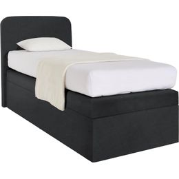 Boxspringbett, schwarz, B:105cm L:212cm, Box und Kopfteil: Microvelours (100% Polyester) oder Kunstleder (Polyurethan);Bezug der Obermatratze: 100% Polyester, Westfalia Schlafkomfort, Komplettbetten, Boxspringbett, wahlweise mit Bettkasten