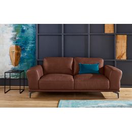2-Sitzer W.Schillig "montanaa", braun (tobacco z69), B:192cm H:78cm T:94cm, Sofas, 2-Sitzer, mit Metallf&uuml;&szlig;en in Schwarz pulverbeschichtet, Breite 192 cm