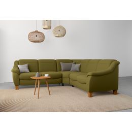 Ecksofa Home Affaire "Caldera L-Form", gr&uuml;n (olive), B:270cm T:250cm, 98% Polyester 2% Polyamid, Sofas, Ecksofa, Federkern, wahlweise mit Kopfteilverstellung, Bettfunktion, Bettkasten