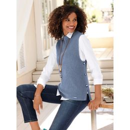 Pullunder Casual Looks "Pullunder", Damen, Gr. 44, blau (bleu), 50% Baumwolle, 50% Polyacryl, unifarben, Pullover Pullunder