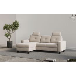 Ecksofa Home Affaire "Varese", beige (creme), B:239cm H:91cm T:164cm, 100% Polyester, Sofas, Ecksofa, wahlweise mit Bettfunktion und Bettkasten