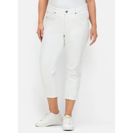 7/8-Jeans sheego, Damen, Gr. 56, Normalgr&ouml;&szlig;en, wei&szlig; (wei&szlig; denim), 75% Baumwolle, 24% Polyester, 1% Elasthan, unifarben, 7/8-L&auml;nge, Jeans 7/8-Jeans