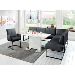 Eckbank exxpo - SOFA FASHION "Affogato, hoher Sitzkomfort, bequem", schwarz, B:197cm H:82cm T:265cm, Struktur: Webvelour 100% Polyester, Sitzb&auml;nke, Eckbank, Frei im Raum stellbar