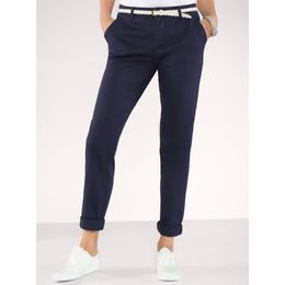 Boyfriend-Hose Inspirationen, Damen, Gr. 50, Normalgr&ouml;&szlig;en, blau (marine), 96% Baumwolle, 4% Elasthan, unifarben, lang, Hosen Boyfriend-Hose