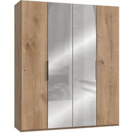 Kleiderschrank wimex "Level by fresh to go", braun (plankeneichefarben), B:200cm H:236cm T:58cm, Schr&auml;nke, Kleiderschrank, mit Spiegelt&uuml;ren