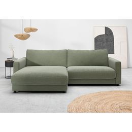 Ecksofa Home Affaire "Ecksofa Jiro, L-Form, gro&szlig;e Sitztiefe, Breite 265 cm", gr&uuml;n, B:265cm H:85cm T:190cm, 85% Polyester, 15% Viskose, Sofas, Ecksofa, lose Sitz- & R&uuml;ckenkissen, weicher Polsteraufbau, komfortabel & modern